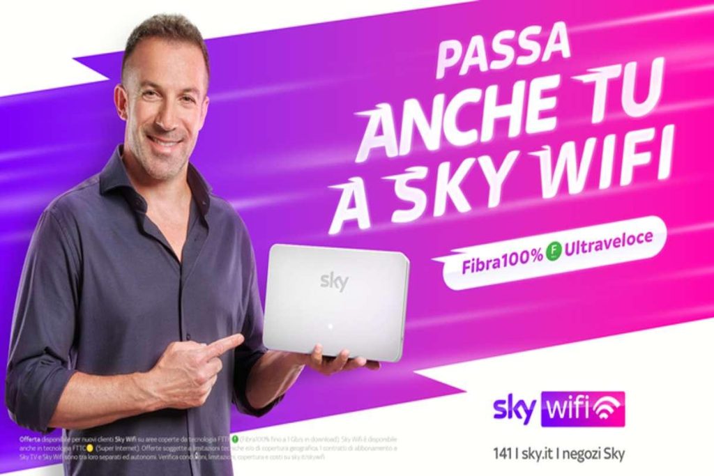 La nuova campagna di sky wifi con del piero punta tutto sulla velocità ...